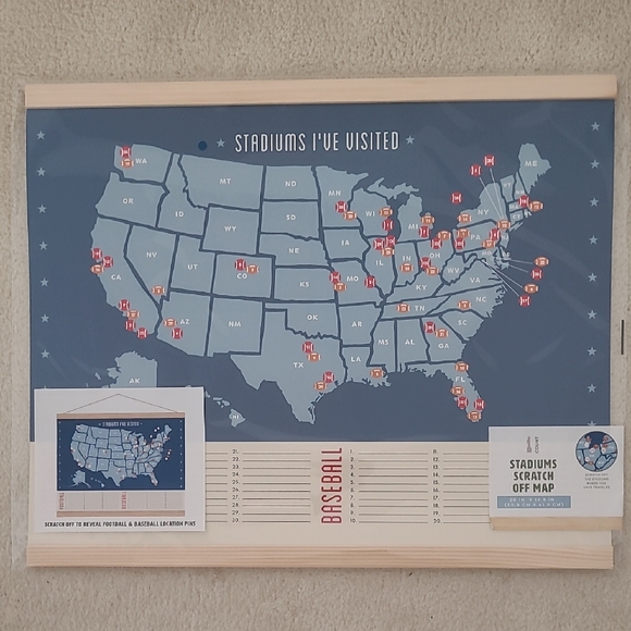Other | Stadiums Ive Visited Scratch Off Map Blue | Poshmark